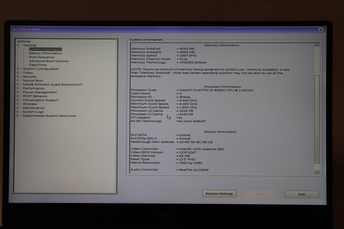 Yahoo!オークション - M765. DELL / XPS 13 9360 / Core i5-8250U / 8G...