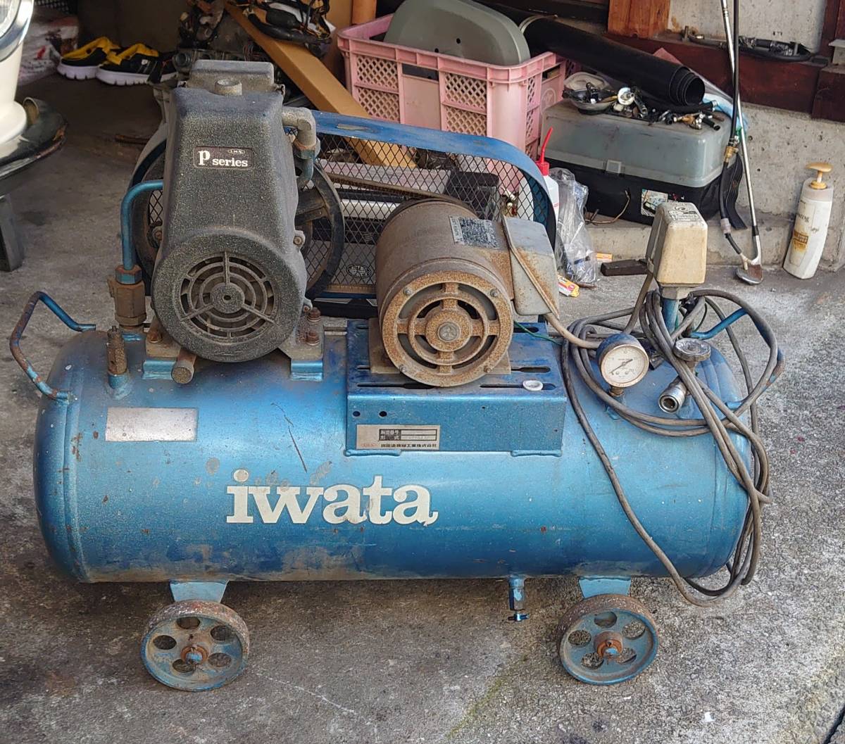 Yahoo!オークション - IWATA イワタ SP-07P エアコンプレッサー 10...