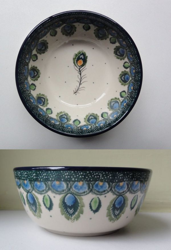 Yahoo!オークション - x357【在庫2個】ポーランド陶器 クジャクの羽 12...