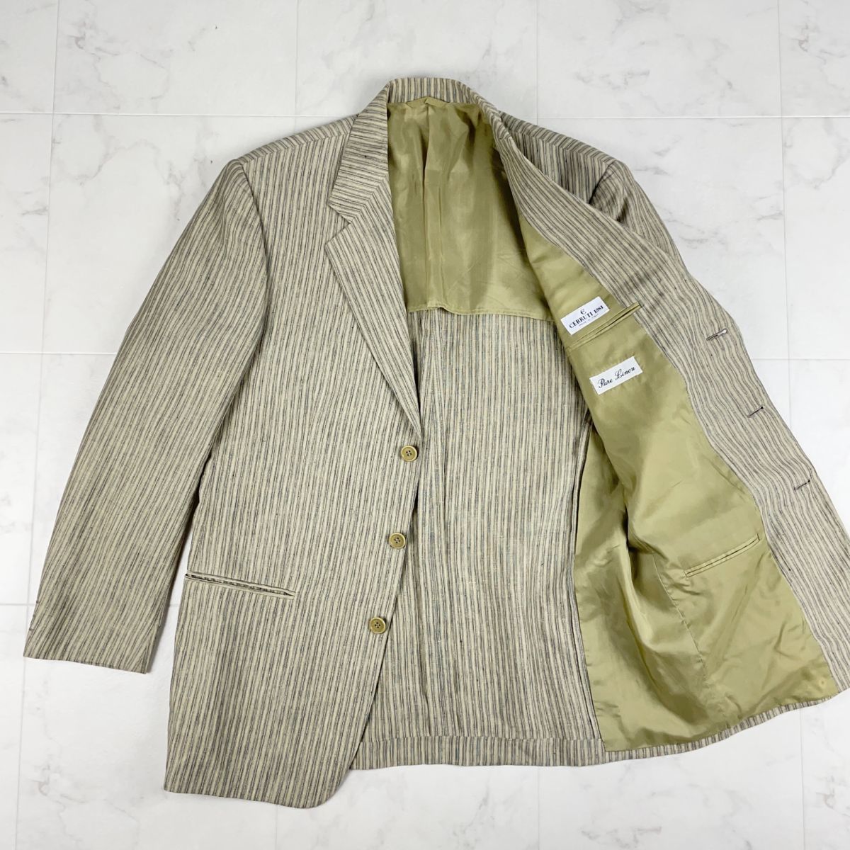 Yahoo!オークション - 美品 CERRUTI 1881 セルッティ リネン100% スト...