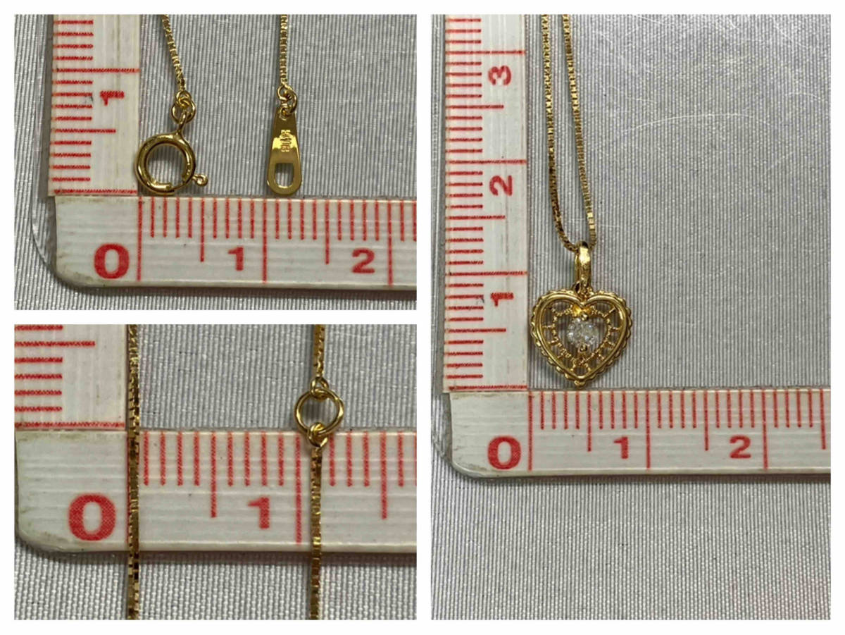Yahoo!オークション - K18 ダイヤ0.07ct ネックレス 39cm 1.6g ハート...