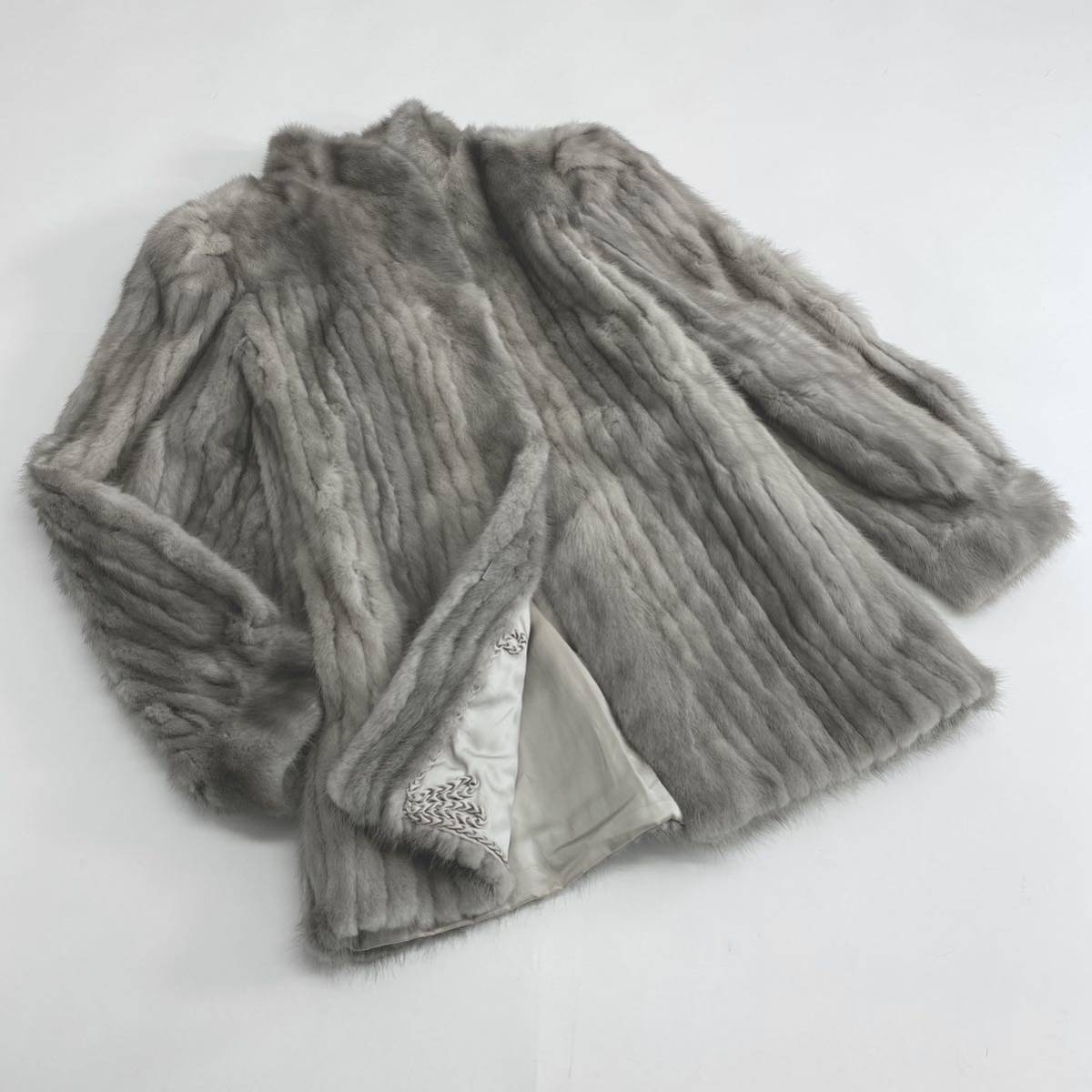 代購代標第一品牌－樂淘letao－j23-7 最高級毛皮 サファイアミンク MINK FUR ミンクファーコート ハーフコート グレー系 毛皮コート リアルファーコート 11号 golden fox