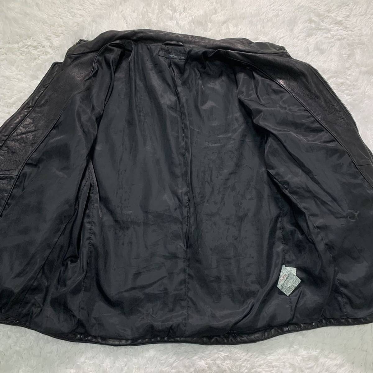 Yahoo!オークション - 【希少・XL】Haruf ハルフ ラムレザー ライダー...