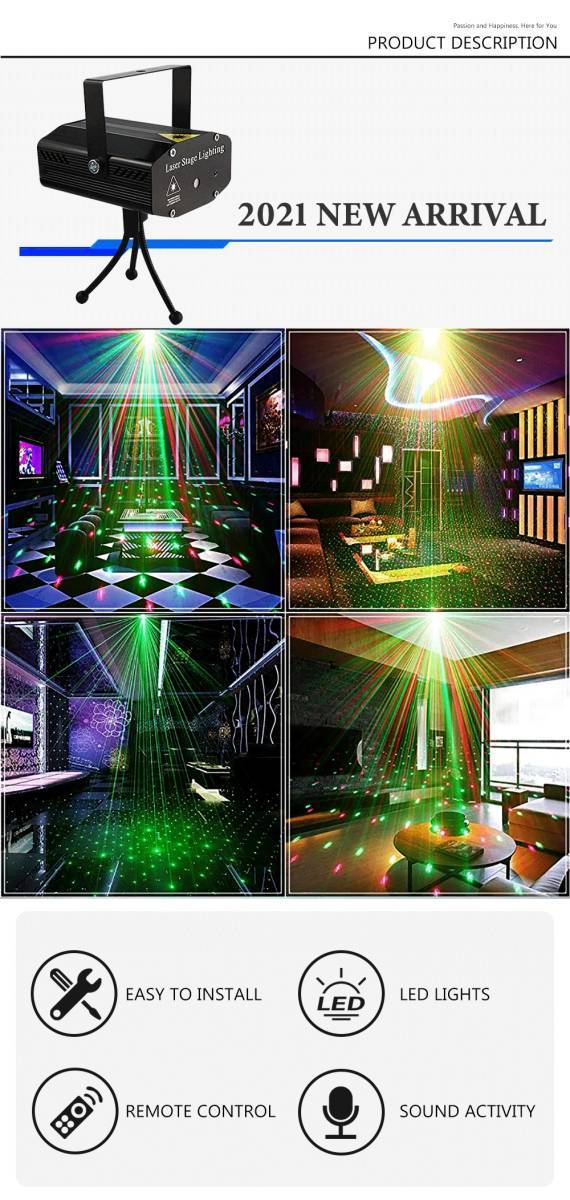 Yahoo!オークション - リモコン付 ポータブル LED RG レーザープロジ...