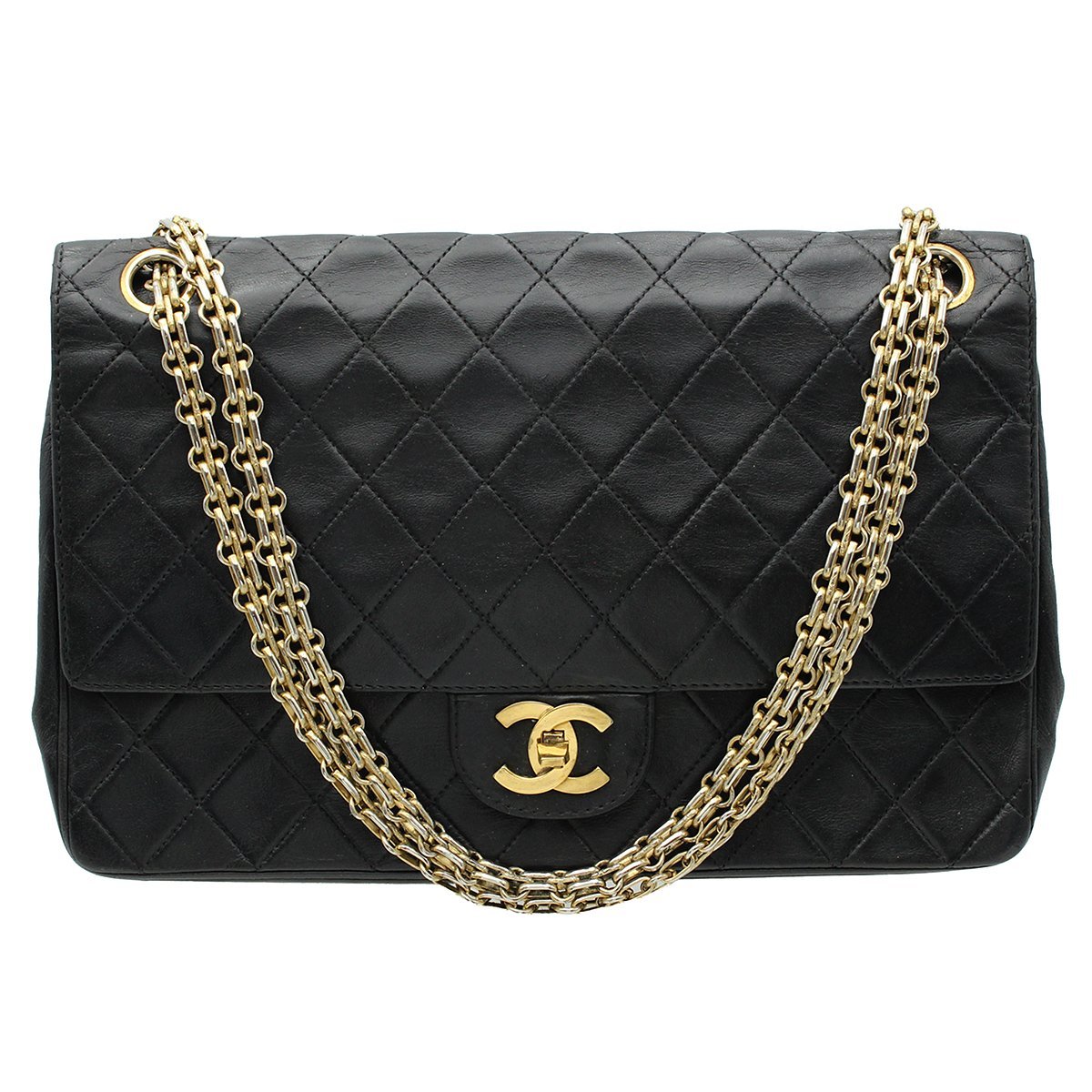 Yahoo!オークション - C2039 シャネル マトラッセ ラムスキン ダブル...