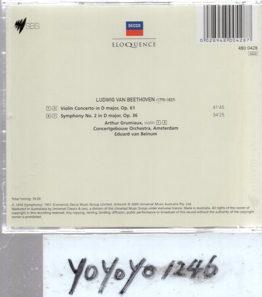 Yahoo!オークション - b278 ベートーヴェン ヴァイオリン協奏曲・交響...