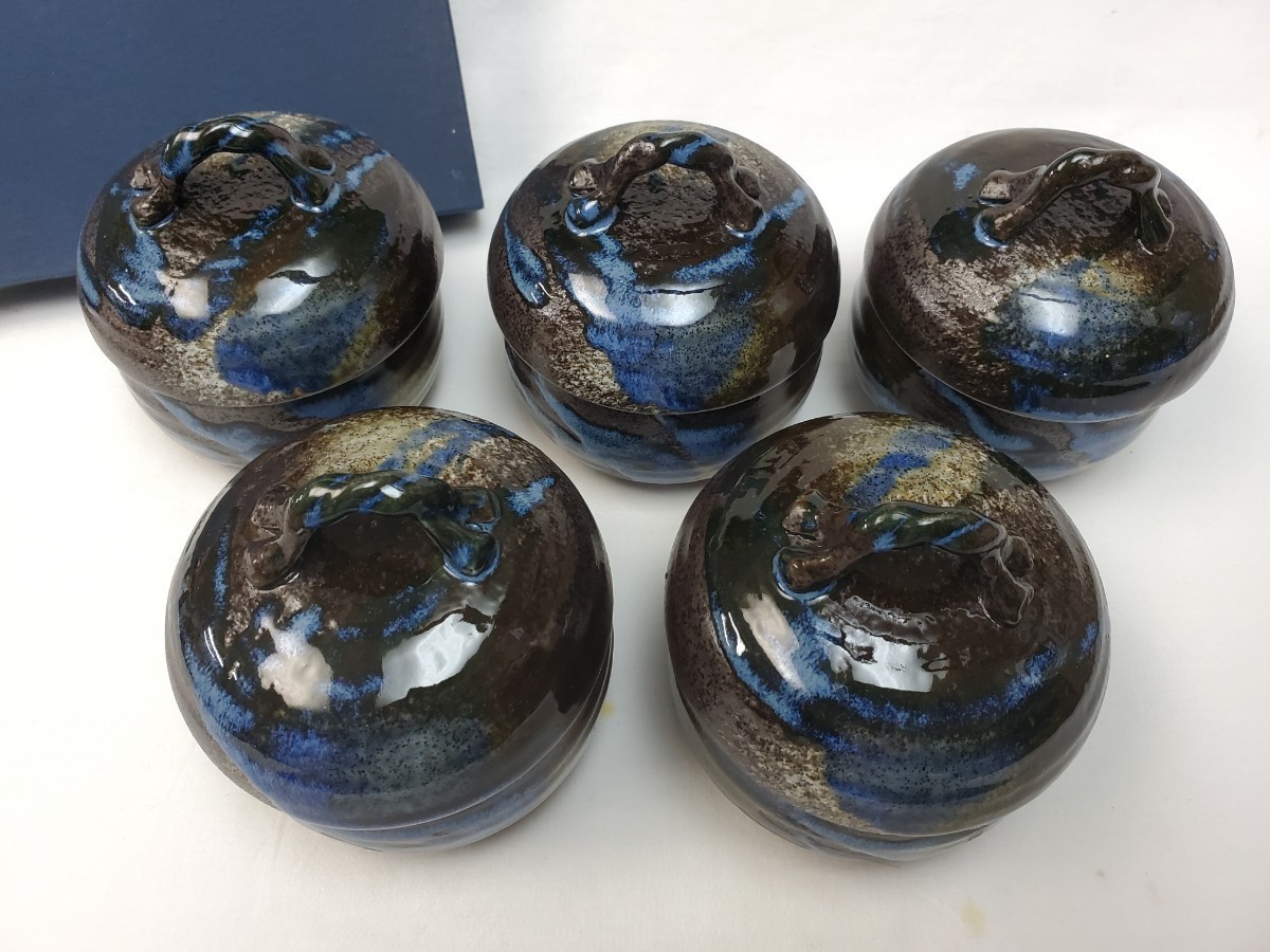 Yahoo!オークション - 美品 青伊賀 茶碗蒸し器 5客セット （0809