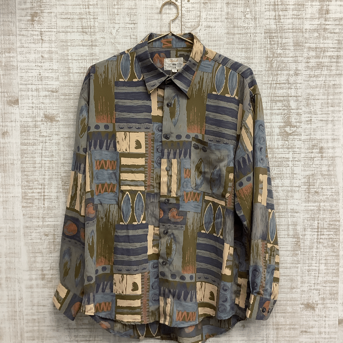 Yahoo!オークション - A338 stylish｜スタイリッシュ 柄シャツ ブラウ...