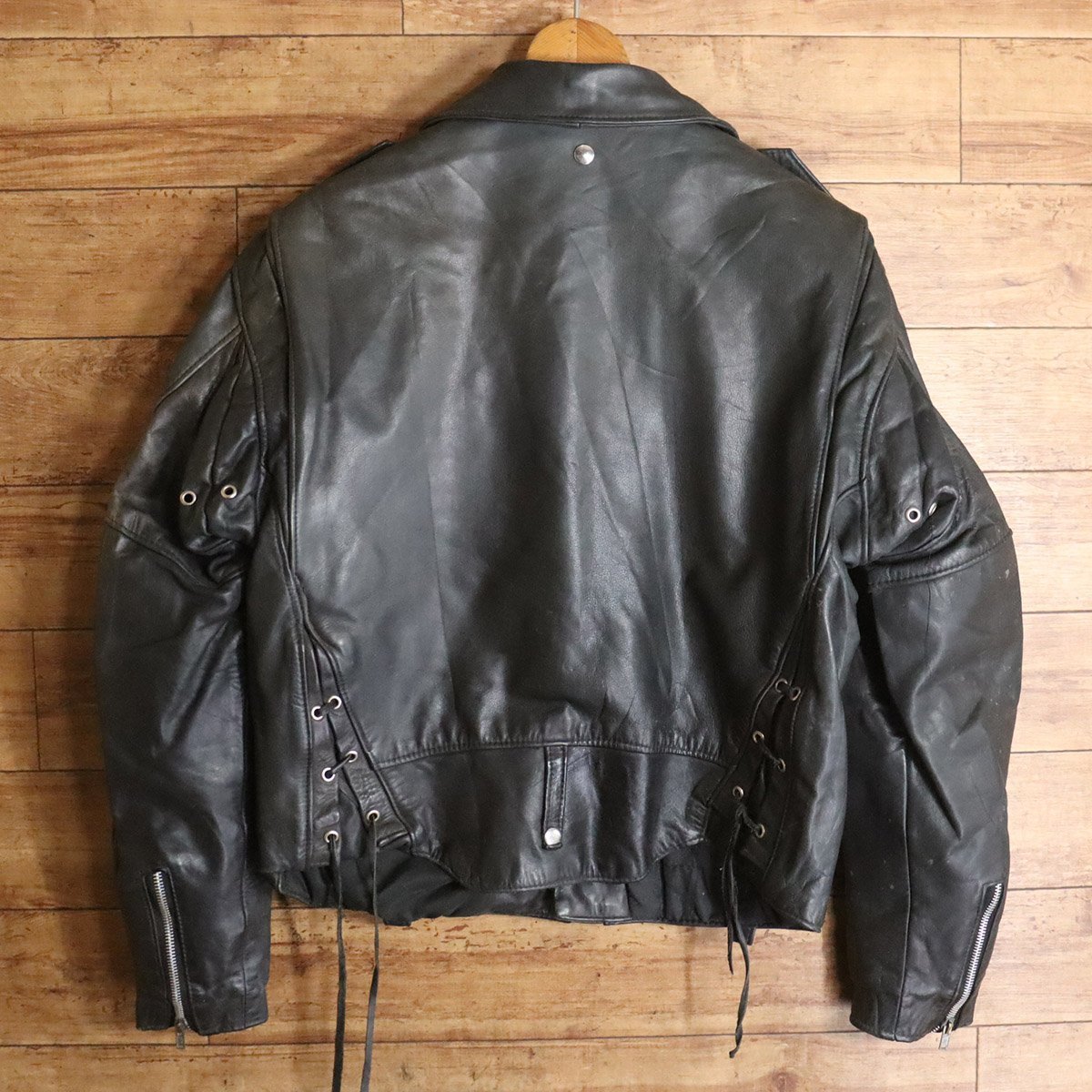 Yahoo!オークション - ％3T/Y10.6-3 ユーロ古着 ダブルライダース 本革...