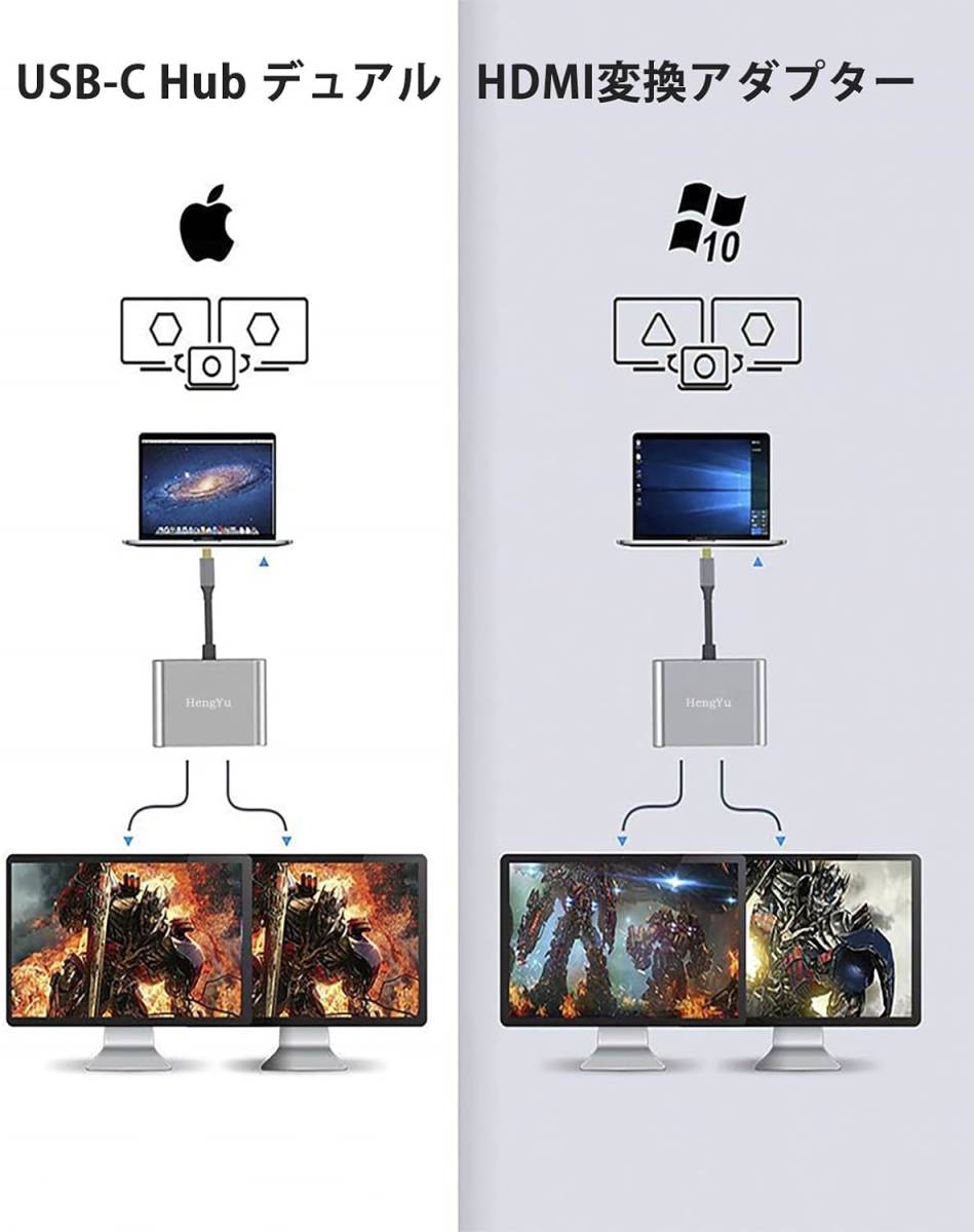 Yahoo!オークション - USB C HDMI 変換アダプタ 2-IN-1 USB C to HDMI ...