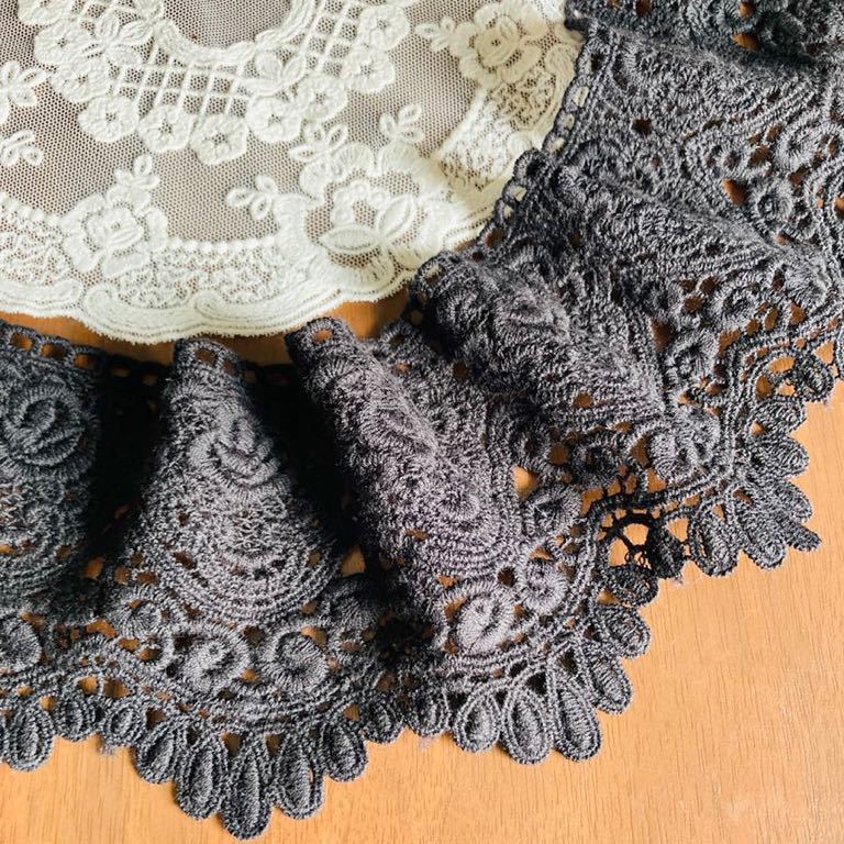 Yahoo!オークション - R601 綿 ケミカルレース 巾約9cm 1m 黒