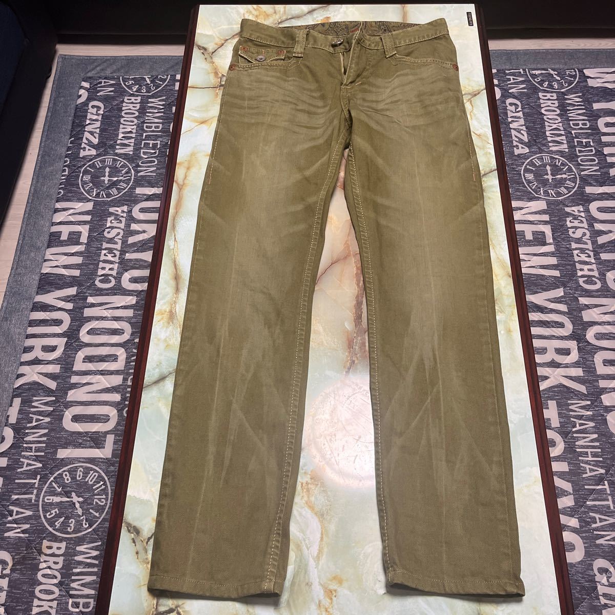 Yahoo!オークション - EDWIN・デニムパンツ・カーキ・W82