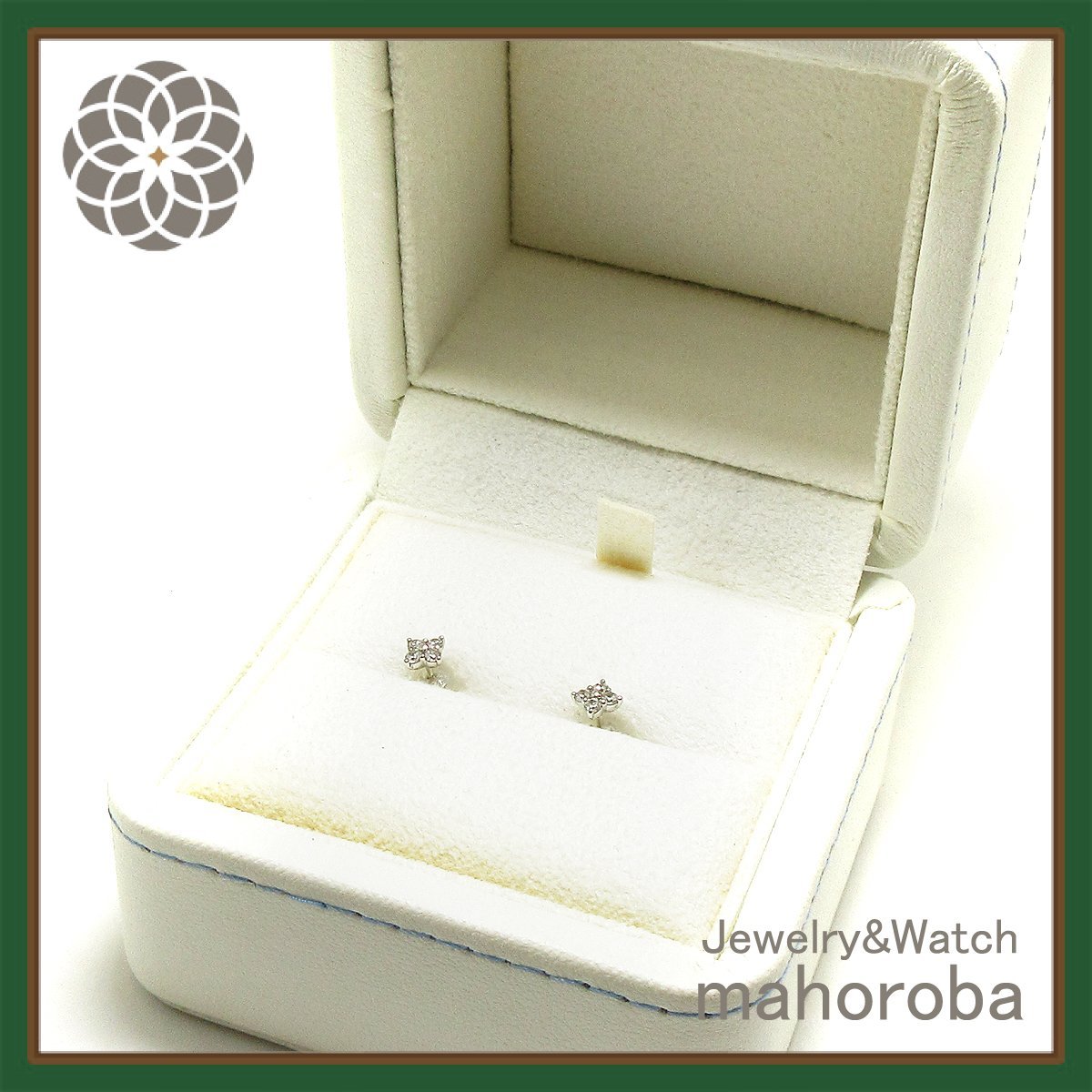 Yahoo!オークション - 美品 4℃ ヨンドシー ピアス K10WG ラインスト...