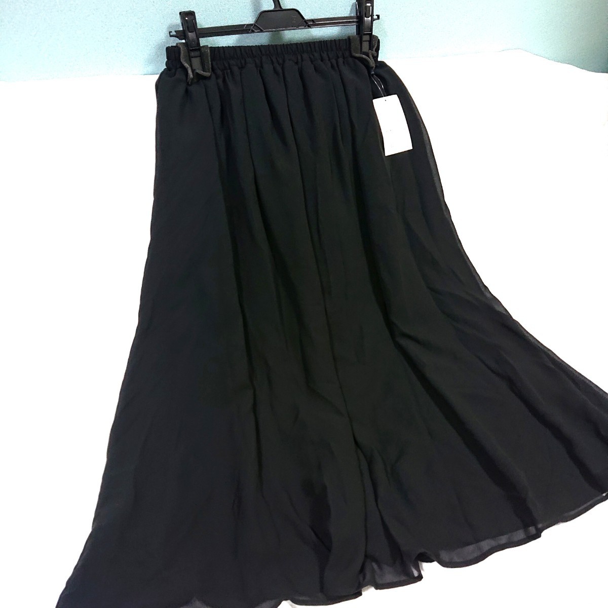 代購代標第一品牌－樂淘letao－送料520円★ウエストフリーふんわりロングスカート★Lサイズ ブラック