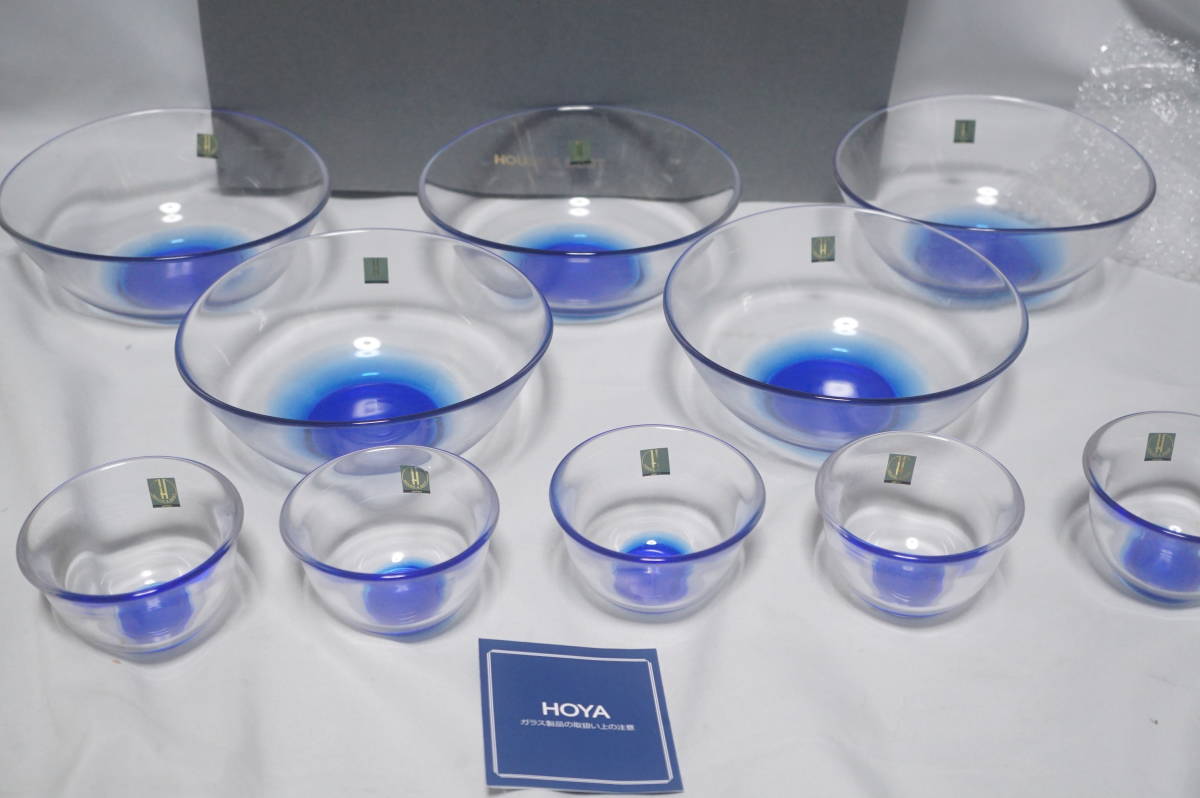 Yahoo!オークション - 【BM5】 HOYAクリスタル 藍おとし そうめんセッ...