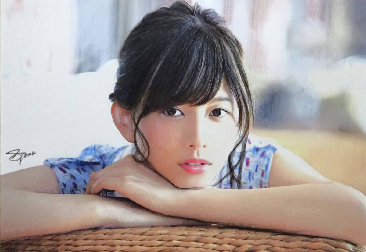 Yahoo!オークション - 『作品3844』S.Tomo氏直筆色鉛筆画 超美品 美人...