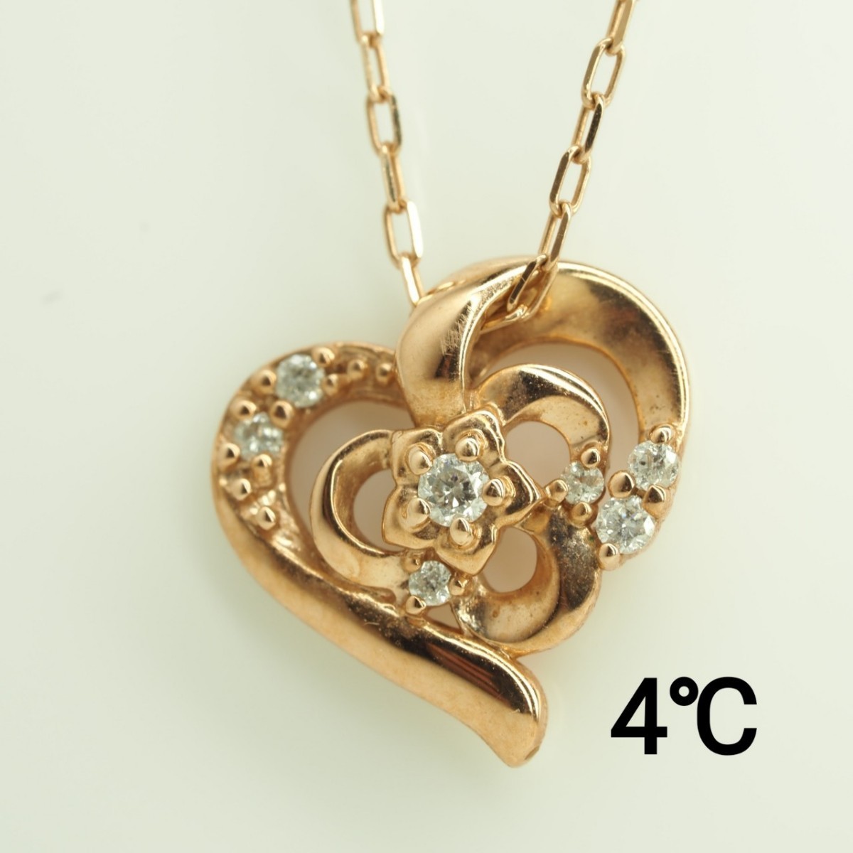 Yahoo!オークション - 4℃ ヨンドシー ハートモチーフ 天然ダイヤモン...