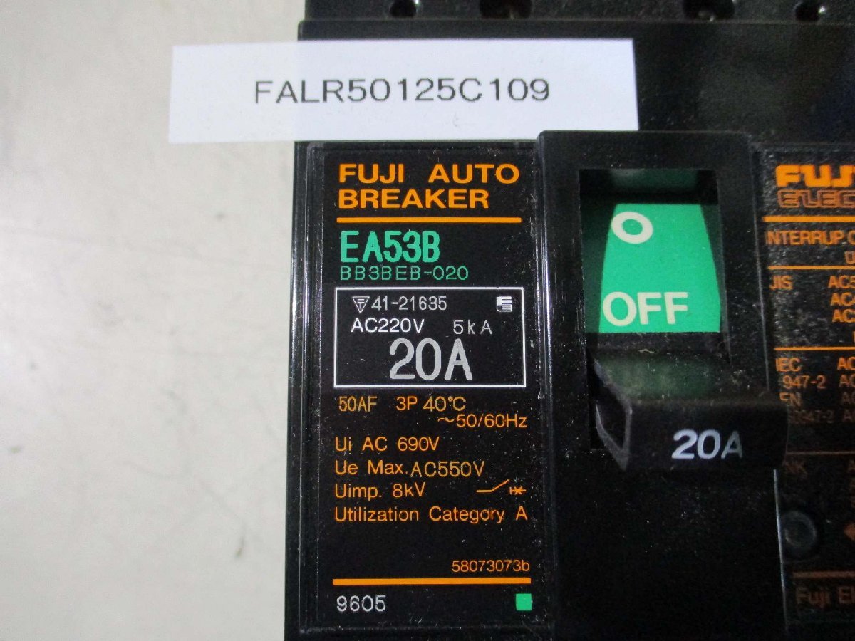 Yahoo!オークション - 中古Fuji Electric EA53B BB3BEB-020 漏電遮断器...