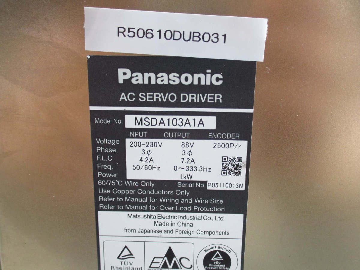 Yahoo!オークション - 中古 Panasonic サーボモーター MSDA103A1A(R506...