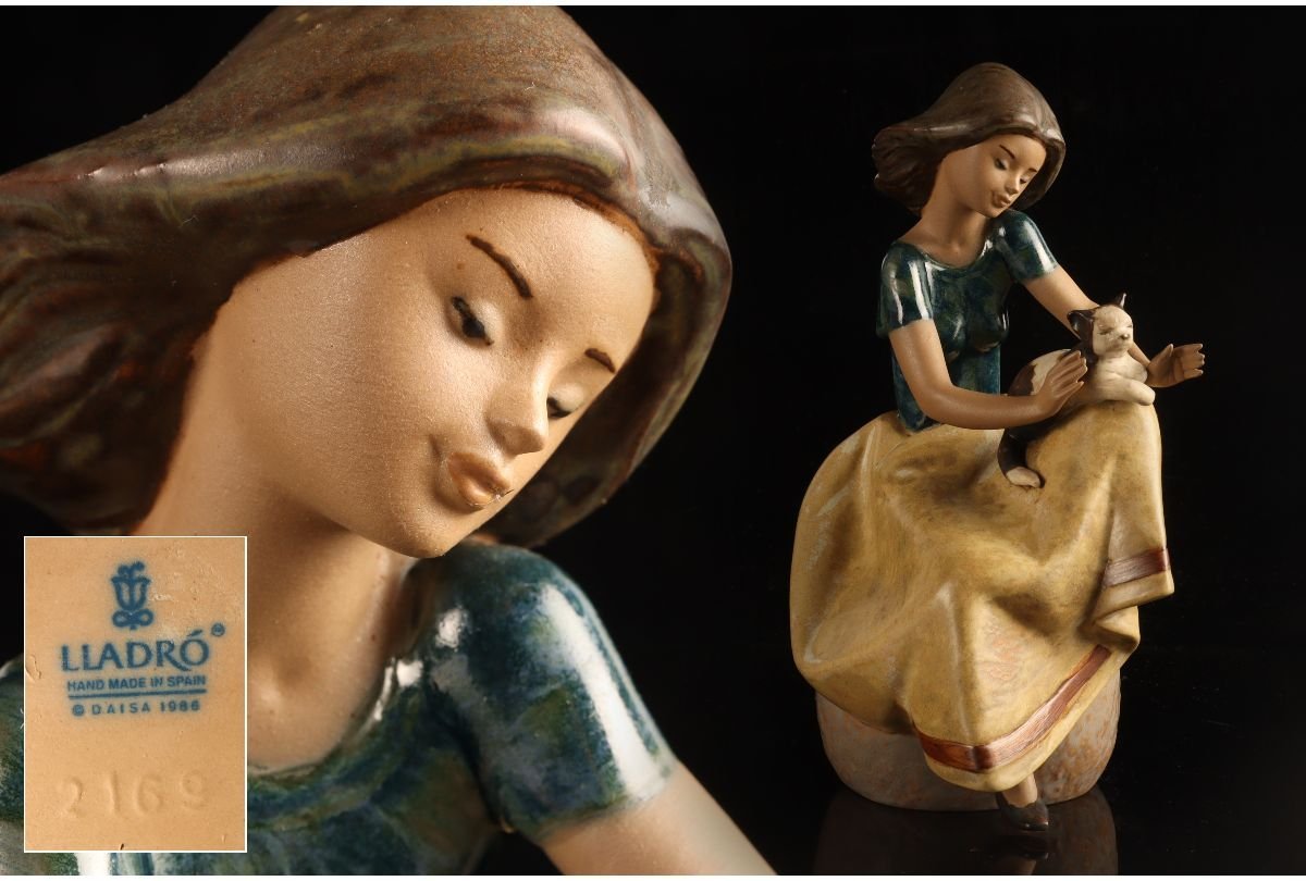 Yahoo!オークション - [URA]LLADRO/リヤドロ/グレスシリーズ/仔猫との...