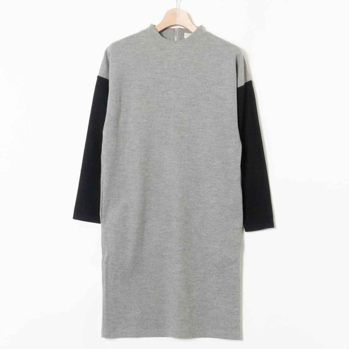 Yahoo!オークション - HYKE ハイネックワンピース ハイク グレーxブラ...