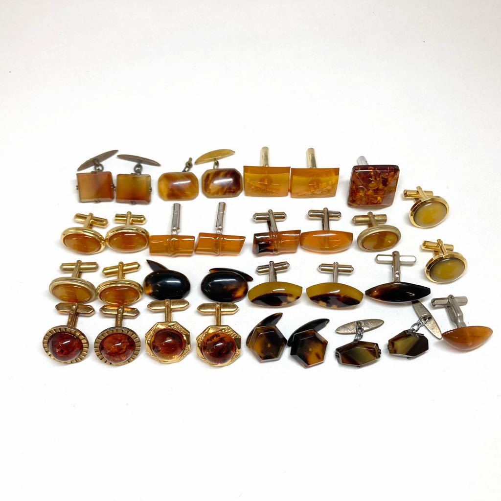 Yahoo!オークション - [琥珀・鼈甲カフスおまとめ]n 重量約122g こは...