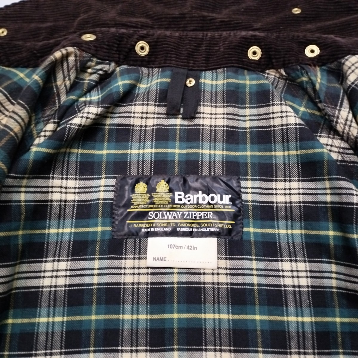 ほぼデッドストック 2crest BARBOUR SOLWAY ZIPPER c42 1985年 ほぼデッドストック 2crest BARBOUR SOLWAY ZIPPER c42 1985年
