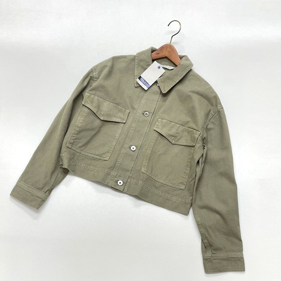S/ ZARA カーキ ミリタリージャケット デニム レディース タグ S/ ZARA カーキ ミリタリージャケット デニム レディース タグ