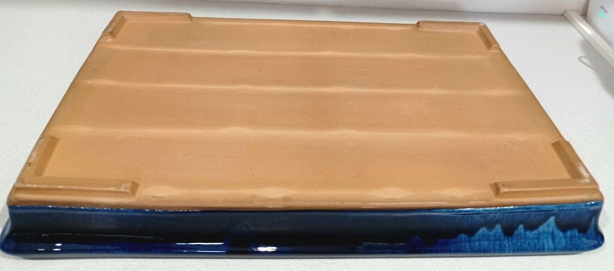 花展用 本床用 大型長方形濃い青水盤花器H1cm足付き約50cm×31cm 花展用 本床用 大型長方形濃い青水盤花器H1cm足付き約50cm×31cm