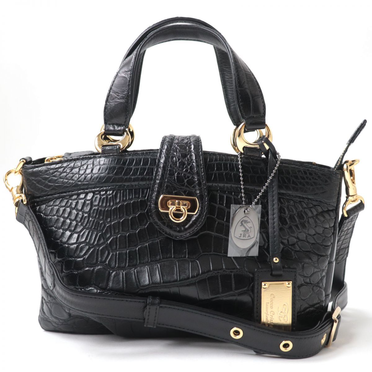 極 CoccoCristallo コッコクリスターロ JRAタグ付 マットクロコダイルレザー 2WAY ショルダーバッグ/ハンドバッグ ブラック 収納(クロコダイル)｜売買されたオークション ...