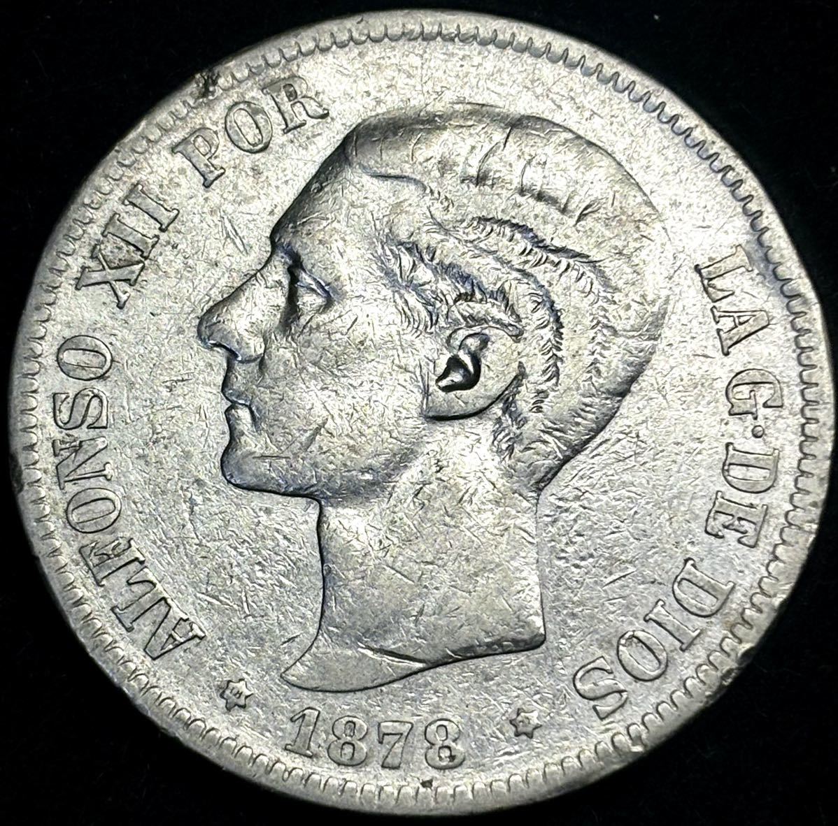 Yahoo!オークション - 【スペイン大型銀貨】(1878年銘 24.9g 直径37.5m...