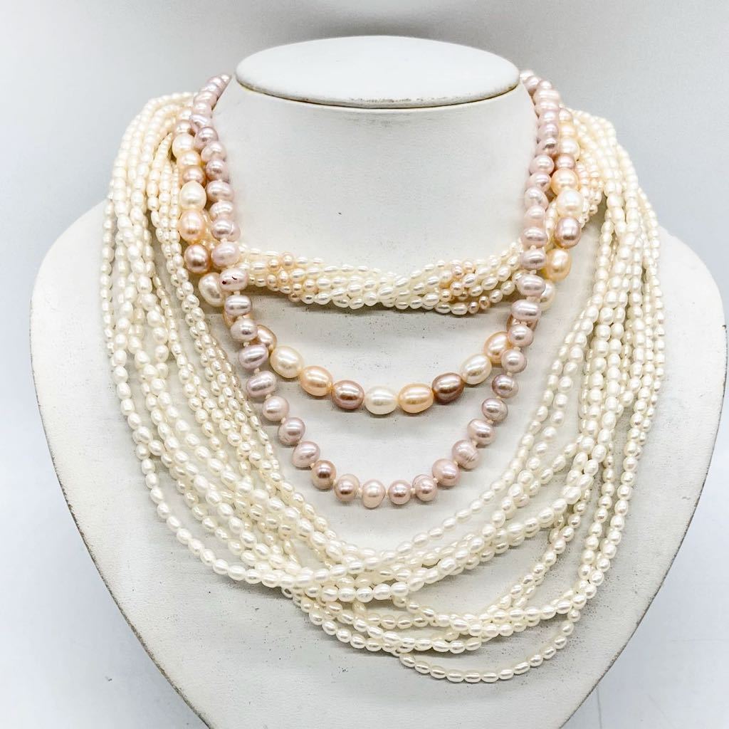 Yahoo!オークション - 淡水パールネックレス5点おまとめ d約212g 真珠...