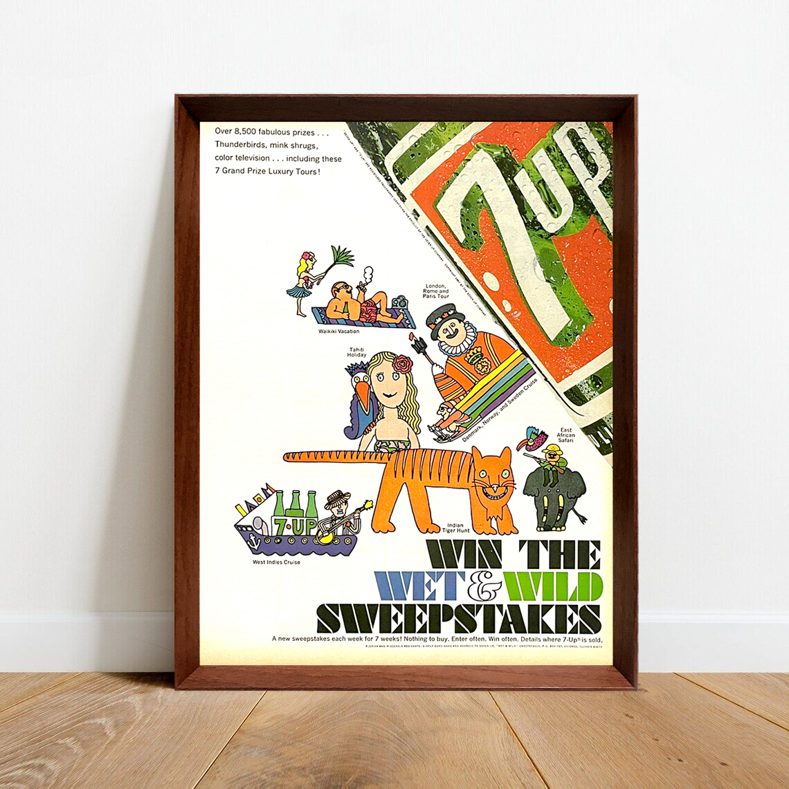 Yahoo!オークション - 7UP セブンアップ 広告 ポスター 1960年代 アメ...