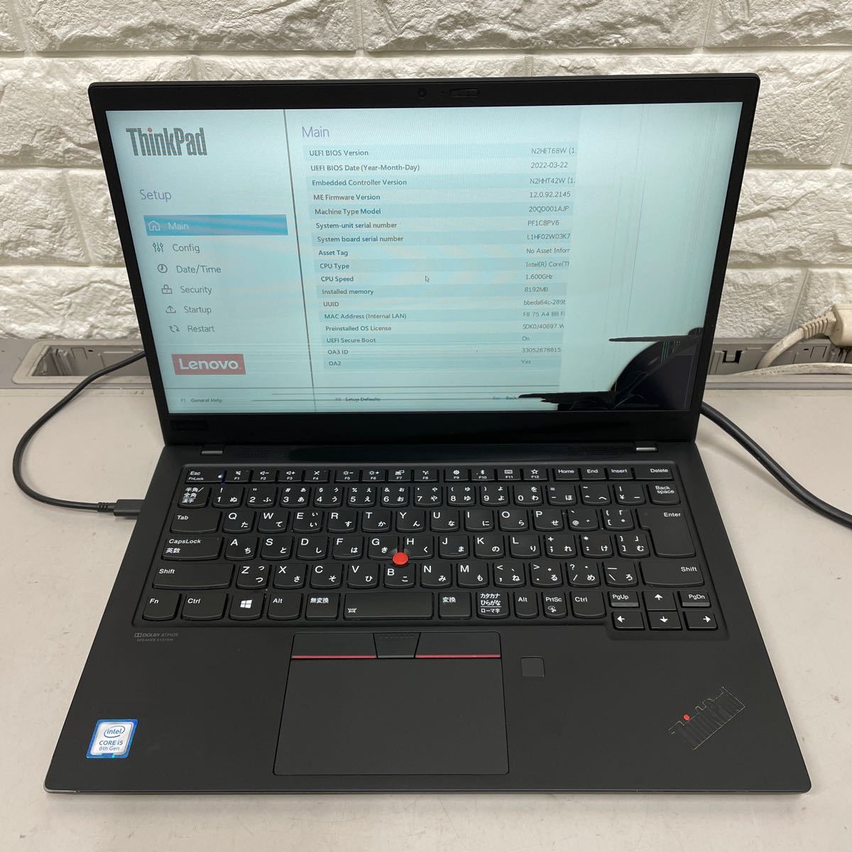 Yahoo!オークション - ユ109 Lenovo ThinkPad x1 Carbon Core i5第8世...