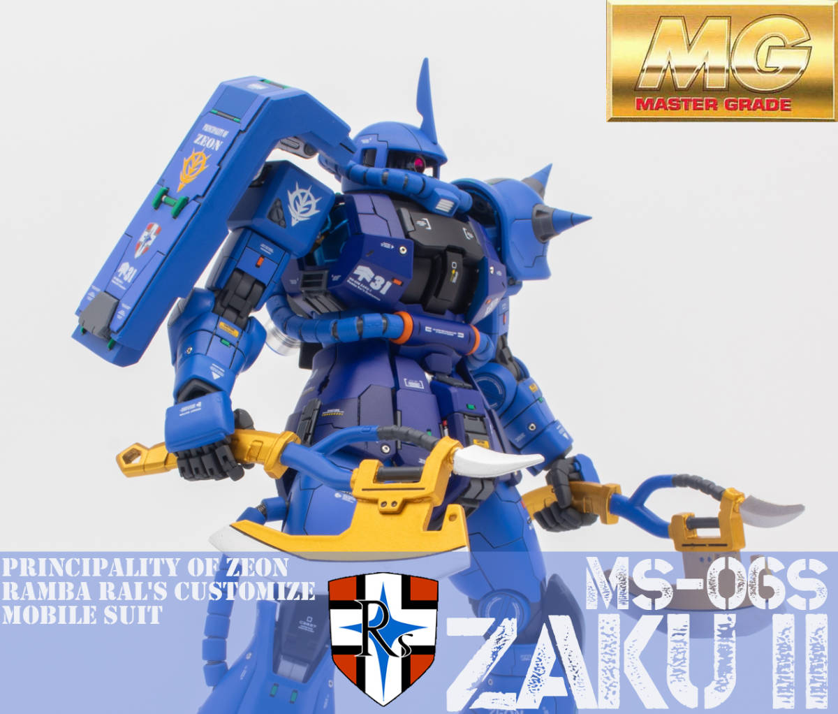 代購代標第一品牌－樂淘letao－MG 1/100 MS-06S ZAKU II ランバ・ラル専用ザクII Ramba Ral 青き巨星 マスターグレード 塗装済 完成品 HGUC RG PG ...