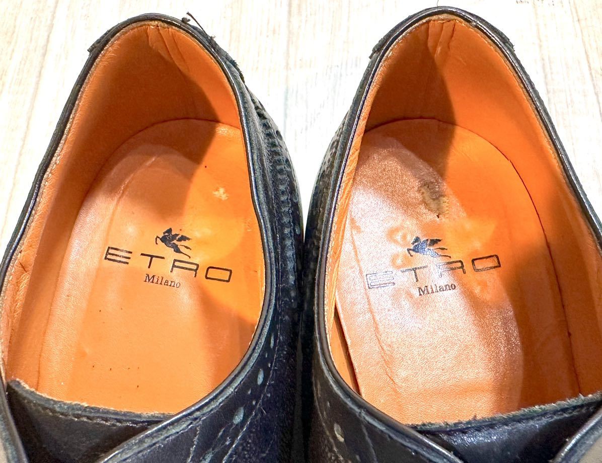 日本代購代標第一品牌【樂淘letao】－ETRO エトロ 25cm 40 ウイングチップ フルブローグ 本革 革靴 レザーシューズ ビジネスシューズ ドレスシューズ 紐靴 メンズ ITALY製 黒