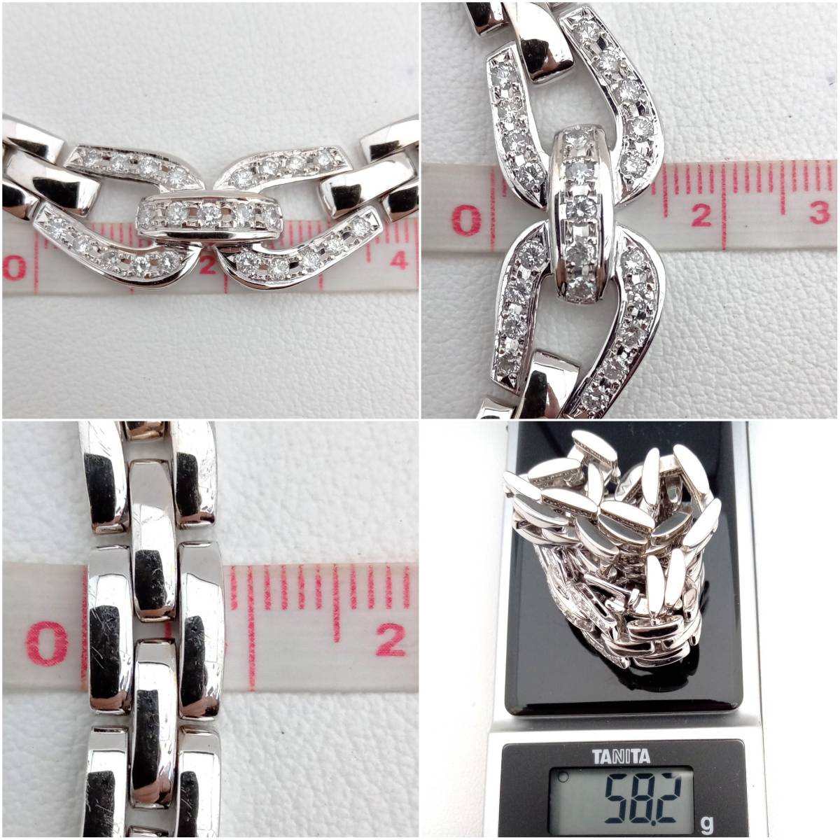 Yahoo!オークション - K18WG／ダイヤ付デザインネックレス／ダイヤ1.01...