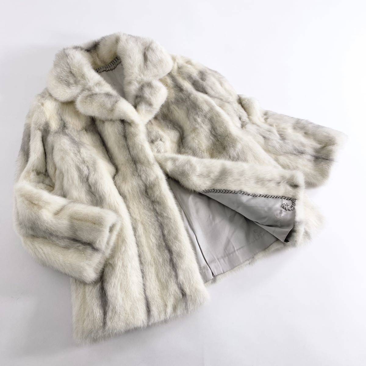 代購代標第一品牌－樂淘letao－k1-3 最高級毛皮 クロスミンク MINK FUR ミンクファーコート ハーフコート アイボリー系 毛皮コート リアルファーコート FREE レディース