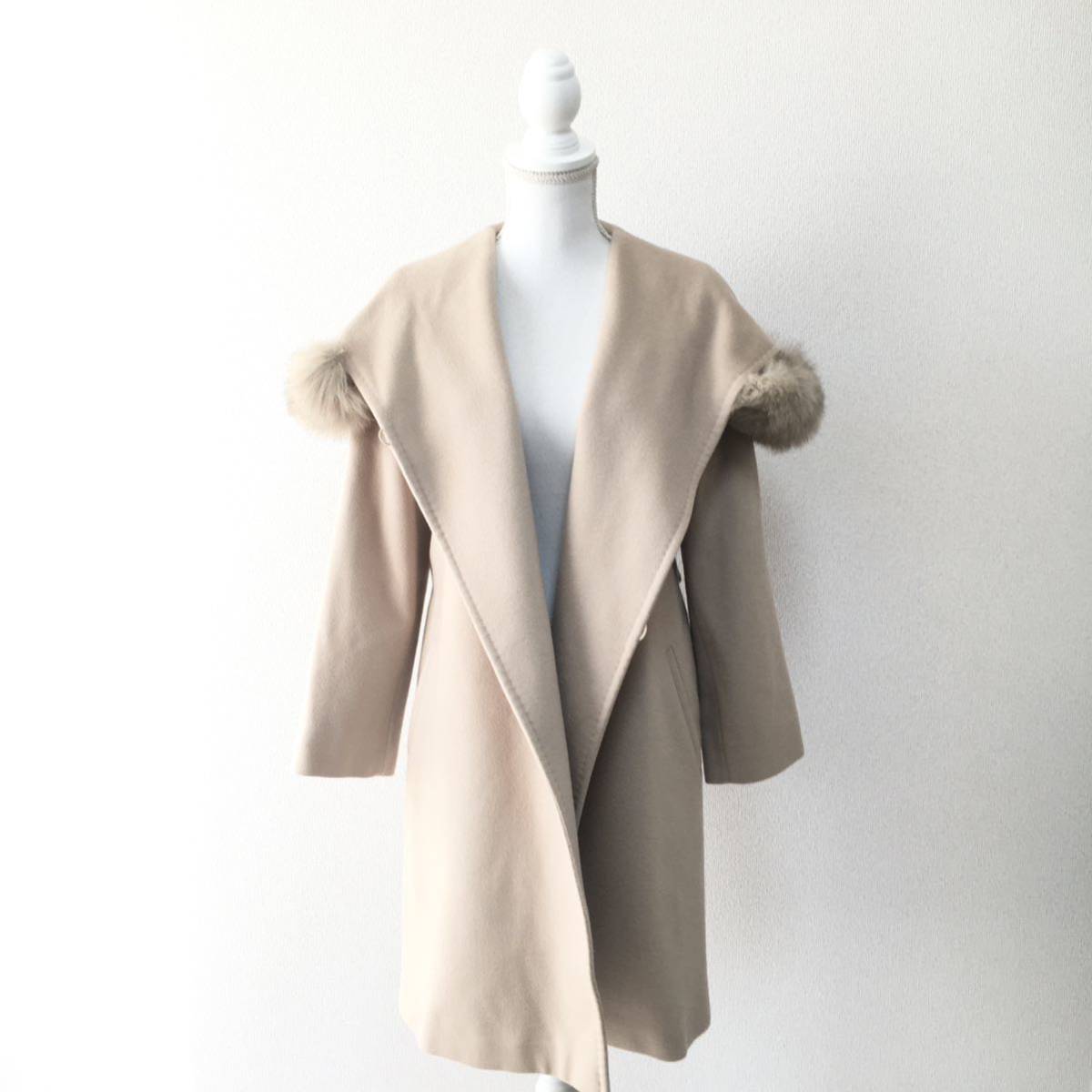 美品 MaxMara マックスマーラ STUDIO ファー ベルト コート 送料 美品 MaxMara マックスマーラ STUDIO ファー ベルト コート 送料