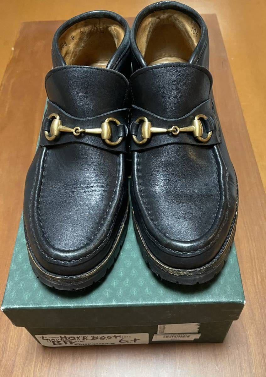 代購代標第一品牌－樂淘letao－ GUCCI グッチ ★ホースビット レザー ハーフブーツ★表記サイズ6 1/2(約23.5cm) ★本革★レディース ★ブラック黒★本物★USED