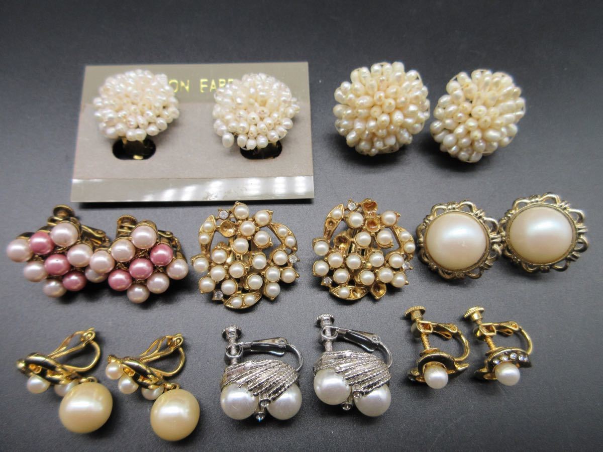 Yahoo!オークション - y204 フェイクパール 淡水パール パール系 イヤ...