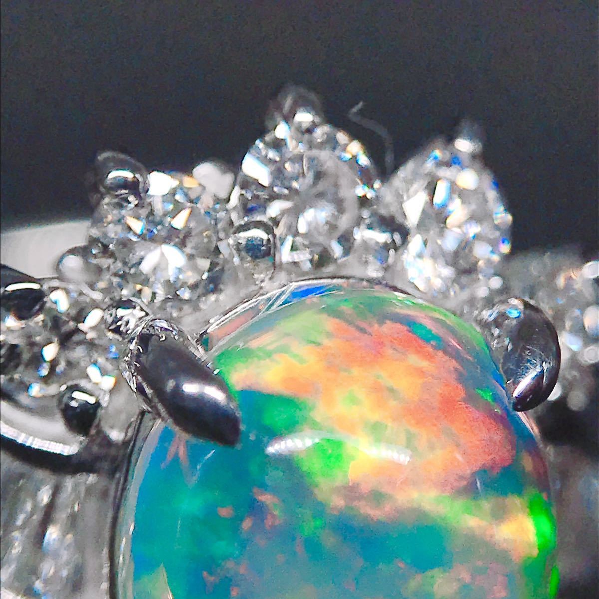 ウォーターオパール 1 63ct ダイヤモンド 0 59ct リング PT900 ウォーターオパール 1 63ct ダイヤモンド 0 59ct リング PT900