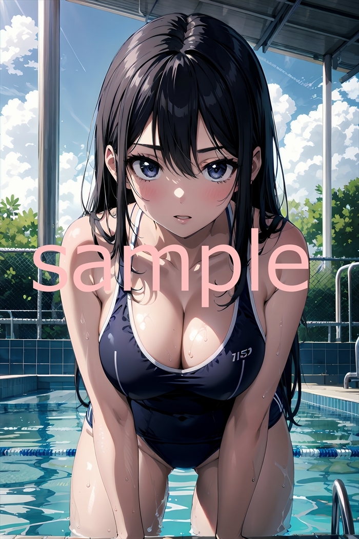 Yahoo!オークション - J106 競泳水着 オリジナルイラスト 女子高生下着...