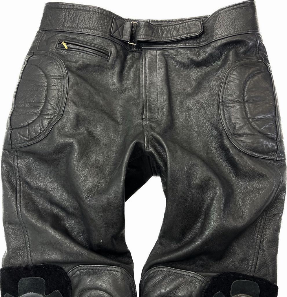 Yahoo!オークション - TOBEL 膝当て 牛革 レザーパンツ ライディングパ...