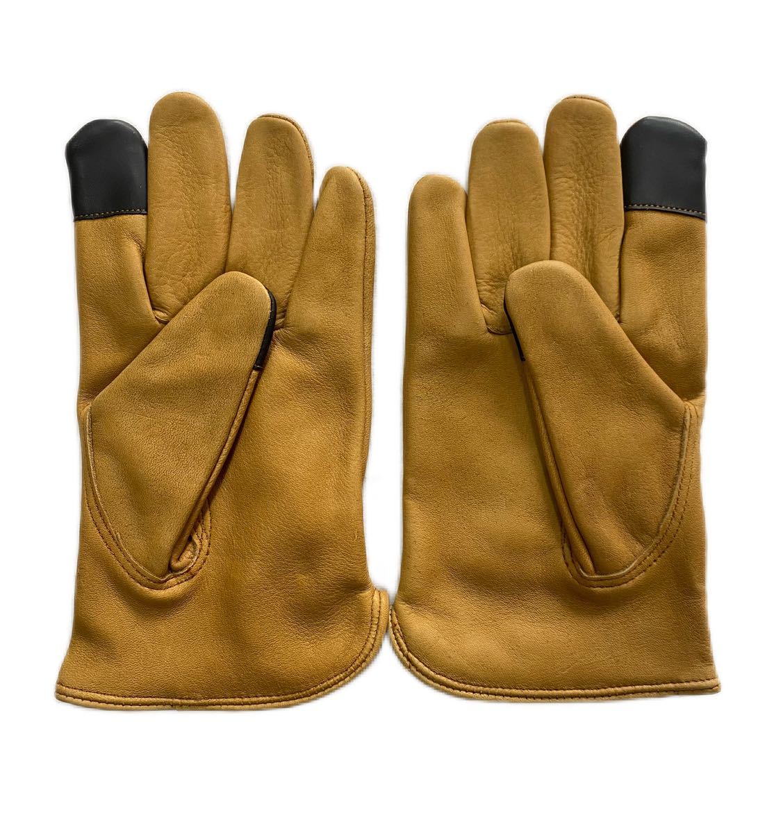 ブラック_L [OZERO] バイクグローブ 鹿革（本革） 防水 革手袋 アウトドア オートバイ手袋 通気 柔軟 春秋 オールシーズン メンズ ブラック／イエロー S M Lサイ