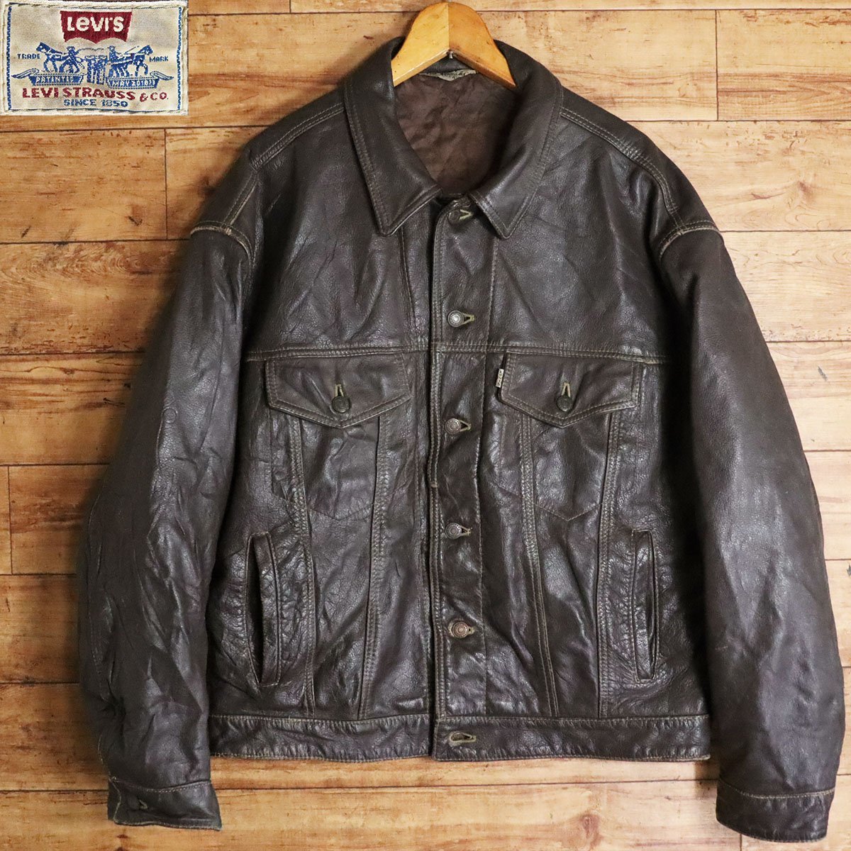 I8k S8 16 2 Levis リーバイス レザージャケット トラッカージャケット 革ジャン 皮ジャン アメリカ古着 メンズ Xl Xl