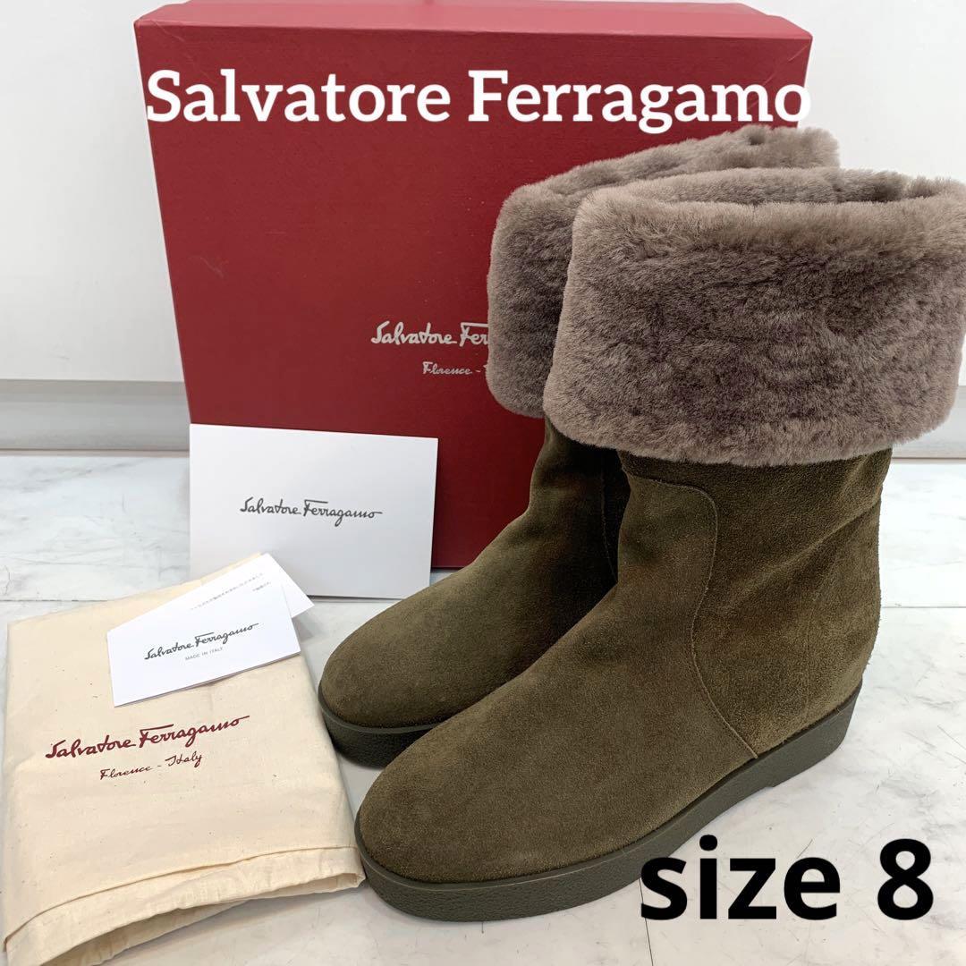 Yahoo!オークション - 未使用品 Salvatore Ferragamo スエード ムート...