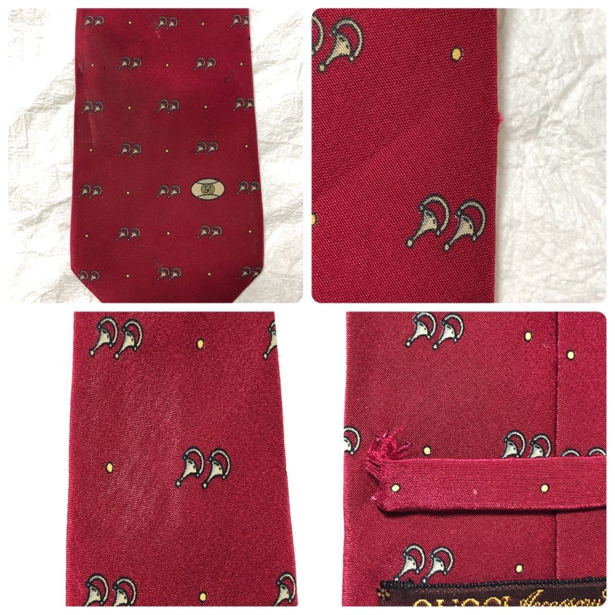 GUCCI グッチ ネクタイ ドット 馬具 あぶみ 総柄 シルク100 GUCCI グッチ ネクタイ ドット 馬具 あぶみ 総柄 シルク100