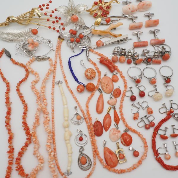 Yahoo!オークション - (SM1104) 1円 珊瑚 アクセサリー 大量セット サ...