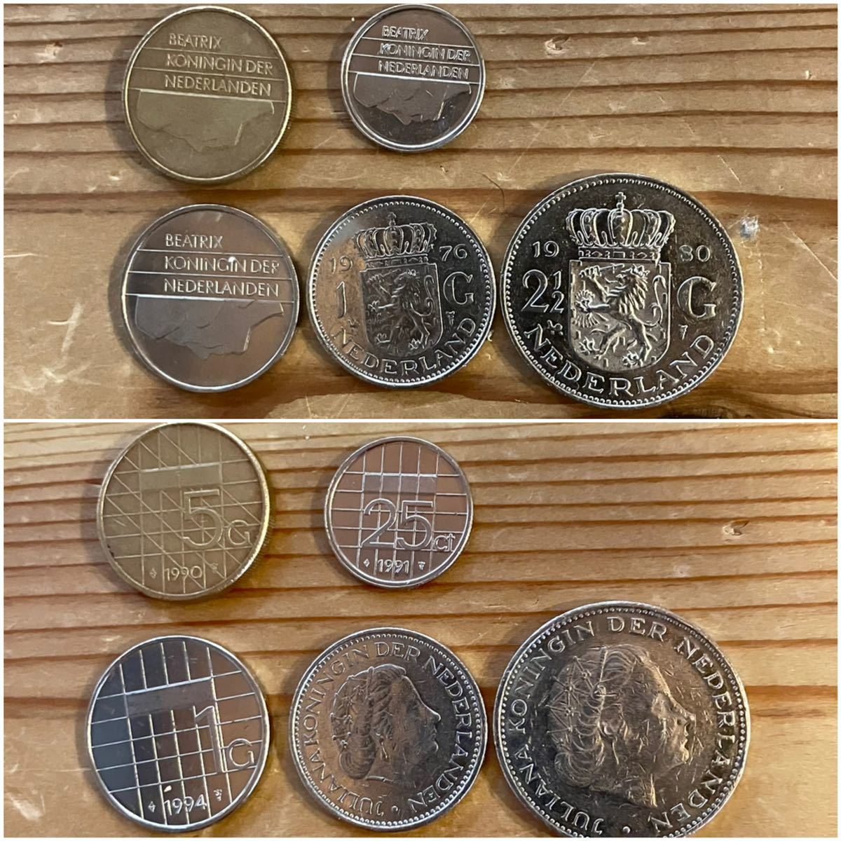 代購代標第一品牌－樂淘letao－外国硬貨 5枚セット nederland オランダ ヨーロッパ コイン 銀貨 1980年2.5G 1976年1G 古銭